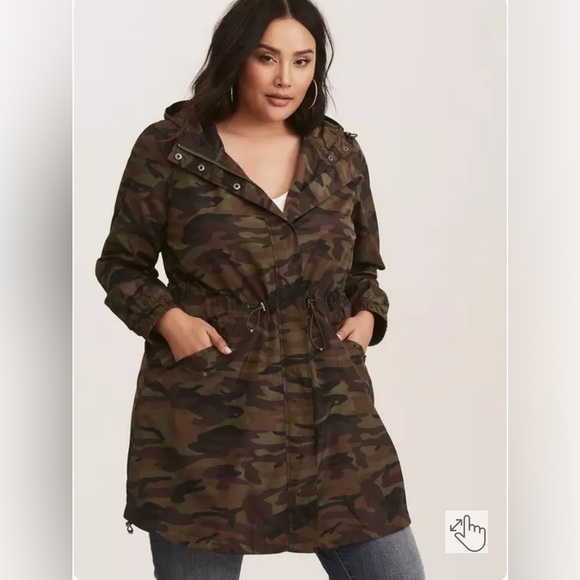 torrid | Jackets & Coats | Camo Longline Wind Water Resistant Jacket ...